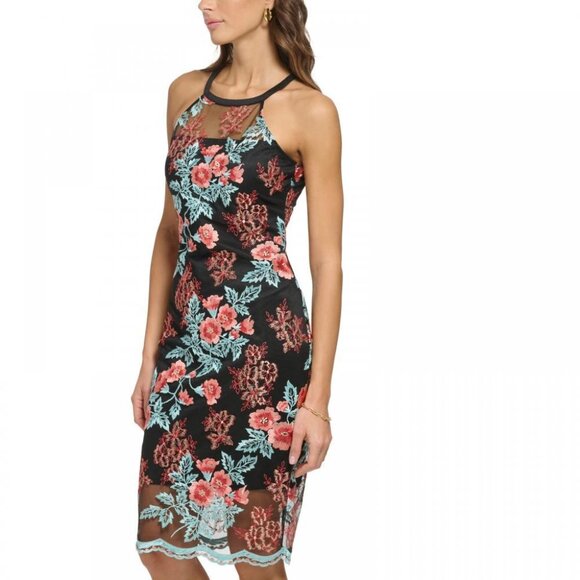 Guess | Dresses | Guess Sleeveless Halter Floral Bodycon Cocktail Dress ...